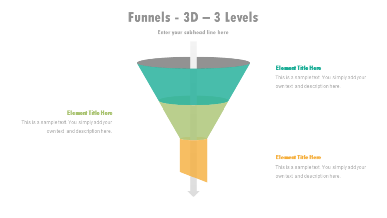 Editable 3D 3 Levels Funnel Powerpoint Template