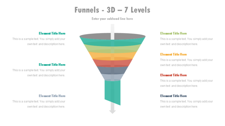 Editable 3D 7 Levels Funnel Powerpoint Template