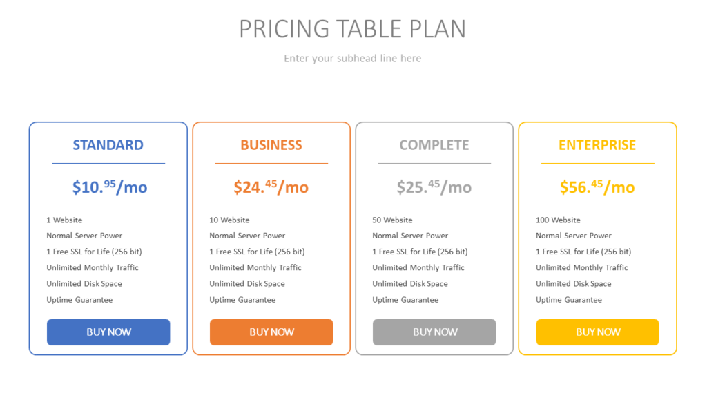 Download from 50+ Pricing Table Slide Designs